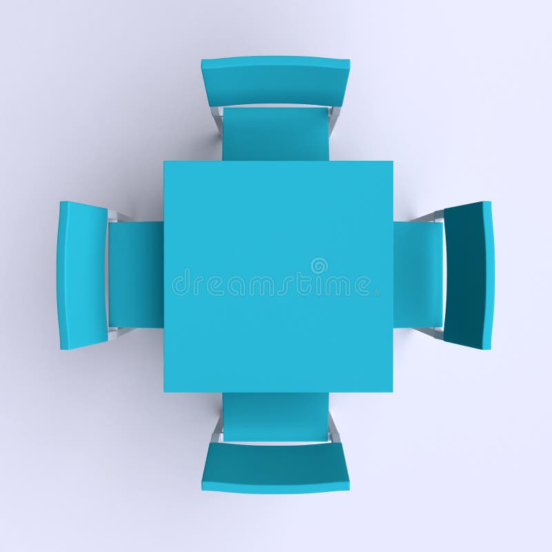 Square Table with Four Chairs. Stock Illustration - Illustration of ...