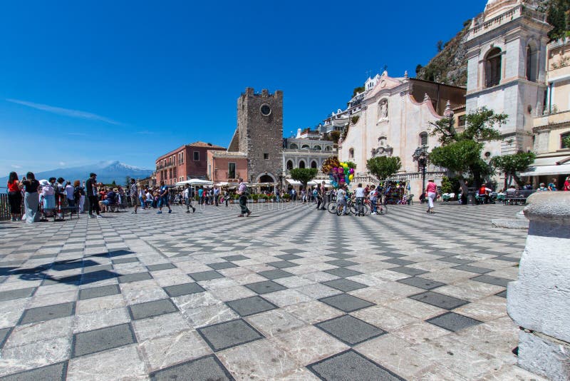 Square of Taormina Sicily stock photo. Image of outdoors - 146021652
