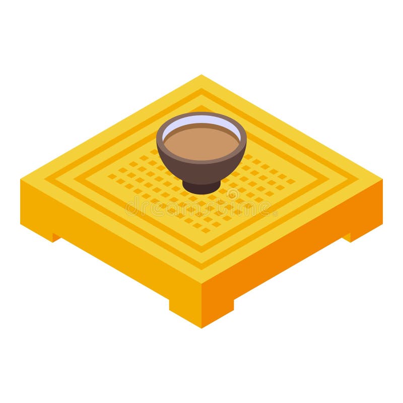Square Tea Tray with Brown Ceramic Cup Standing on Isometric View Stock ...