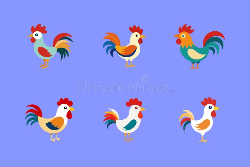 Rooster Color Vector Illustration Vector, Icon, Logo, Clipart Bundle ...