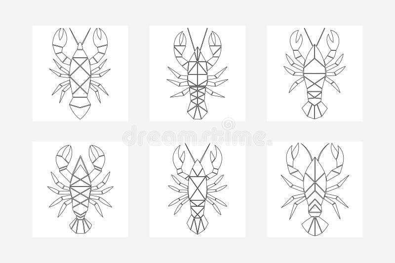 Geometric Lobster Line Art Illustration on White Background Modern ...