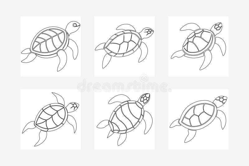 Minimalist Sea Turtle Line Art on White Background – Elegant Nature ...