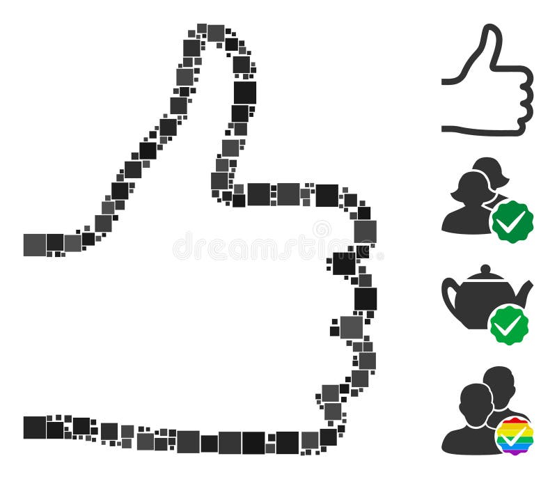 Square Thumb Up Icon Vector Mosaic Stock Vector - Illustration of ...