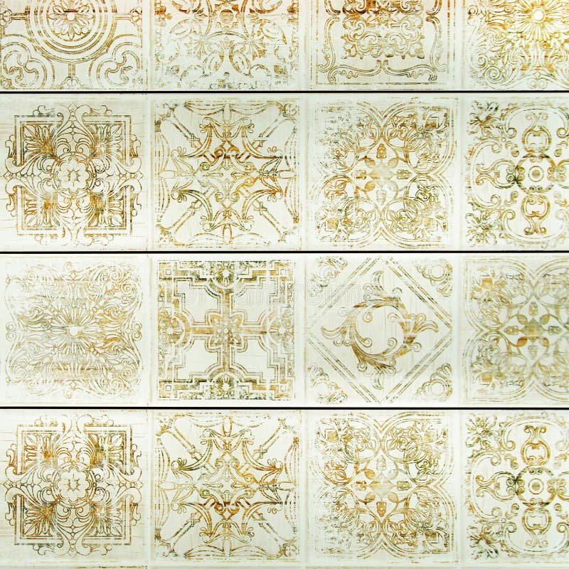 Square Tile Background with Retro Ornament. Old Decorative Tiles, Wall ...