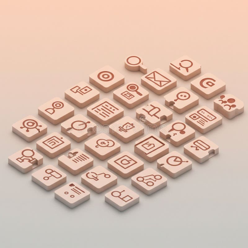 Square Tiles Arranged in a Grid-like Pattern Display Various Icons ...