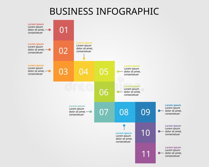 Square Timeline Chart Template for Infographic for Presentation for 11 ...