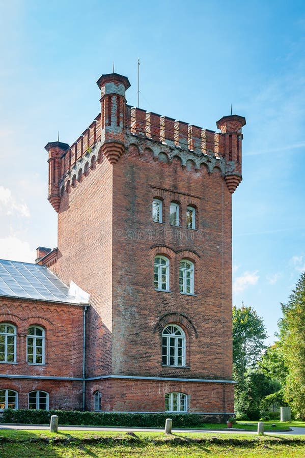 Square tower of red brick. stock photo. Image of historic - 332545128