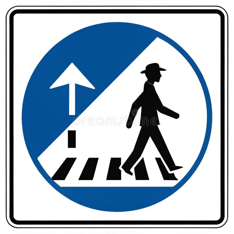 Pedestrian Crossing Sign with Directional Arrow and Walking Person ...