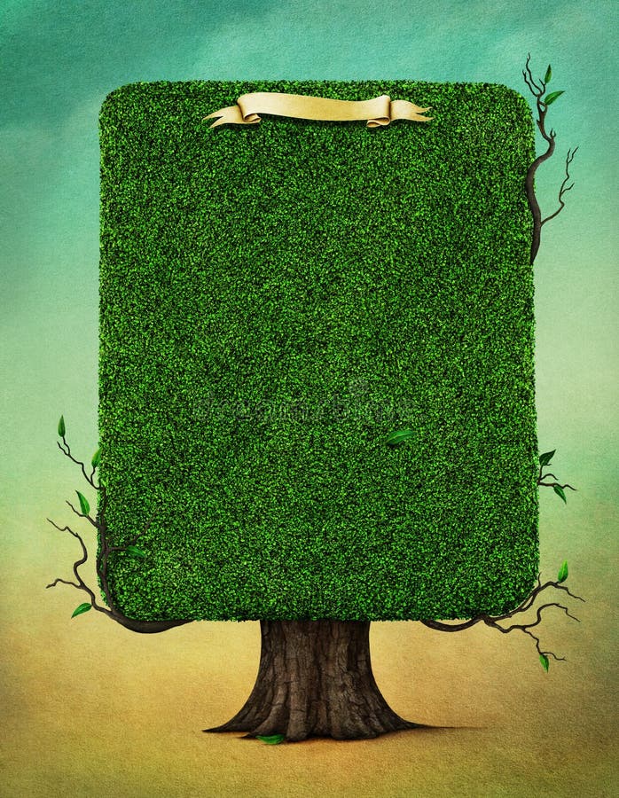 Square tree with apples. stock illustration. Illustration of drawings ...