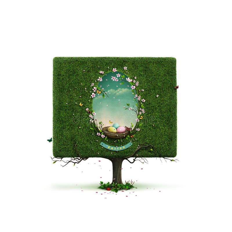 Square tree with apples. stock illustration. Illustration of drawings ...