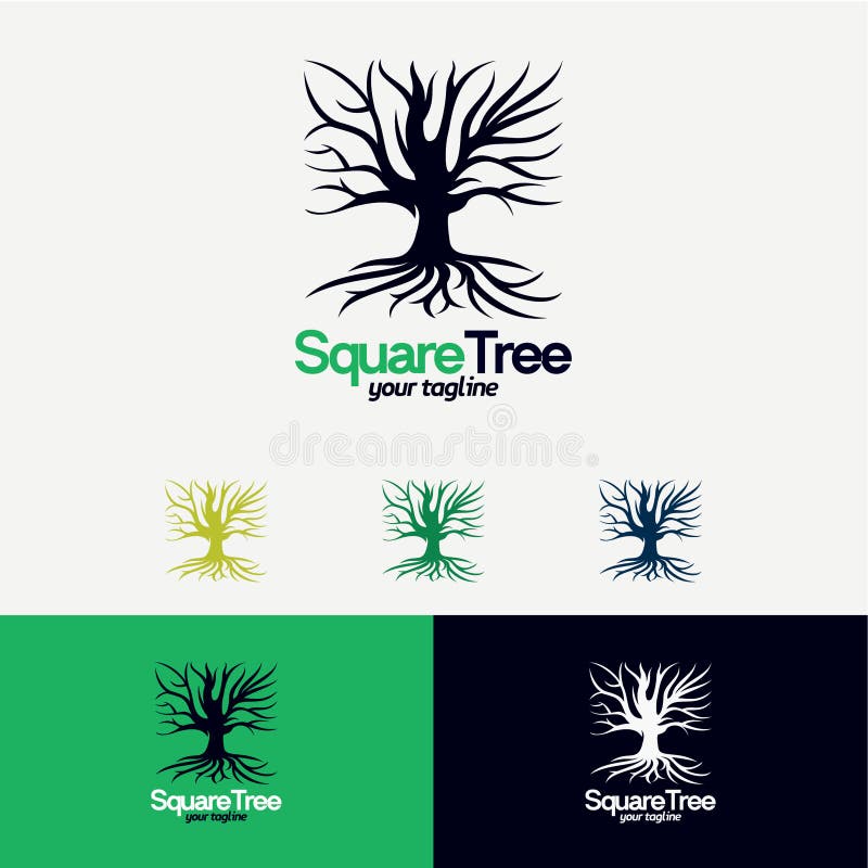 Square Tree Logo Design Template Stock Vector - Illustration of ...