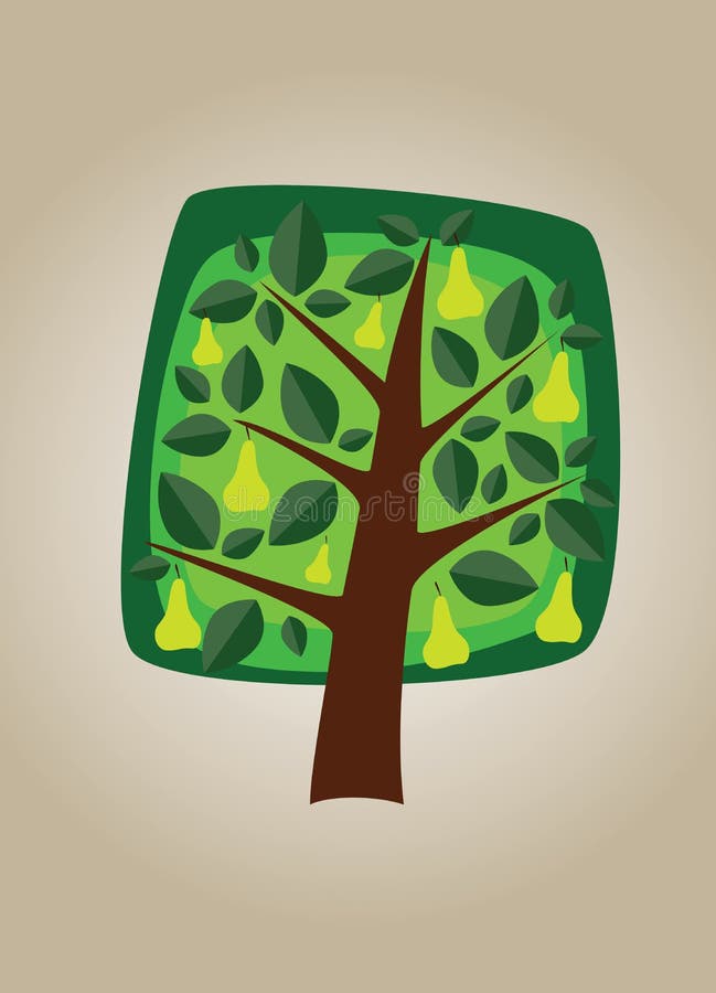Square tree with apples. stock illustration. Illustration of drawings ...