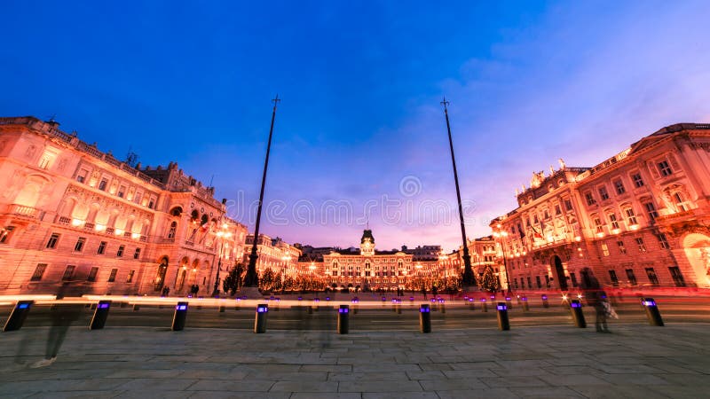 The Square of Trieste during Christmas Time Stock Photo - Image of lamp ...