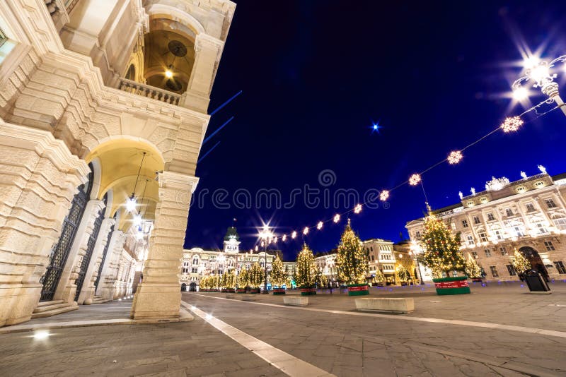 The Square of Trieste during Christmas Time Stock Image - Image of ...