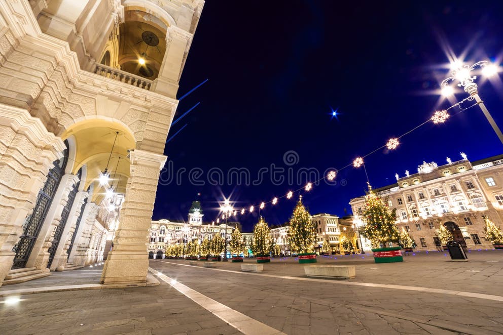 The Square of Trieste during Christmas Time Stock Image - Image of ...