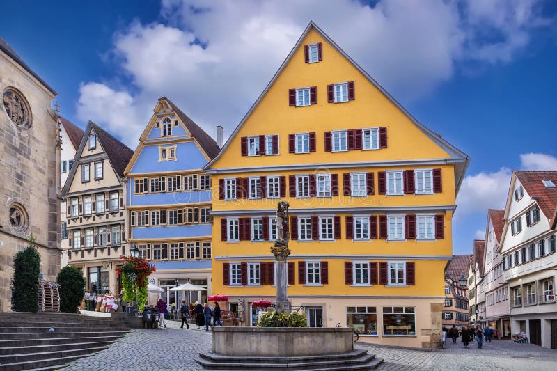 Square in Tubingen, Germany Stock Photo - Image of exterior, germany ...