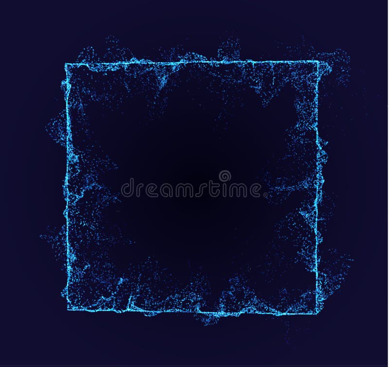 Square Vector Border. Neon Particle Flow. Smoked Shape. Technology ...