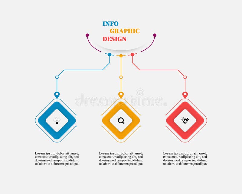 Square Timeline 3 Points Banner Elements and Numbers. Business Concept ...