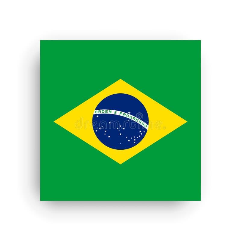 Square Vector Flag of Brazil Stock Vector - Illustration of shadow ...