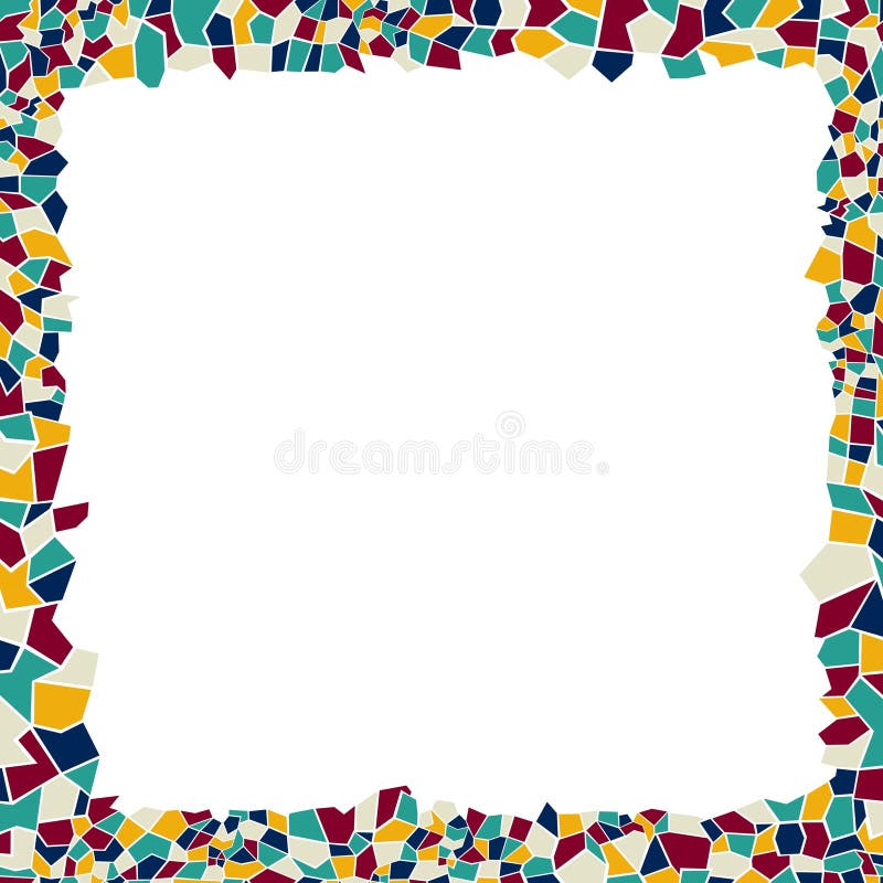 Square Vector Frame with Stones Mosaic Pattern. Decorative Border ...