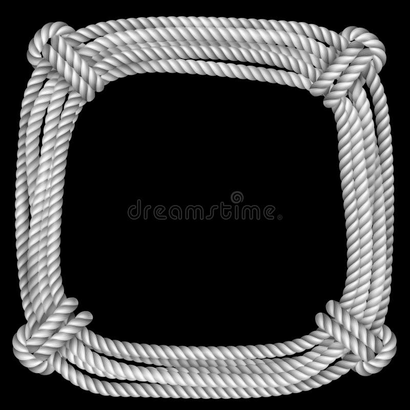 Gray White Rope Woven Vector Border with Rope Knots, Vertical Vector ...