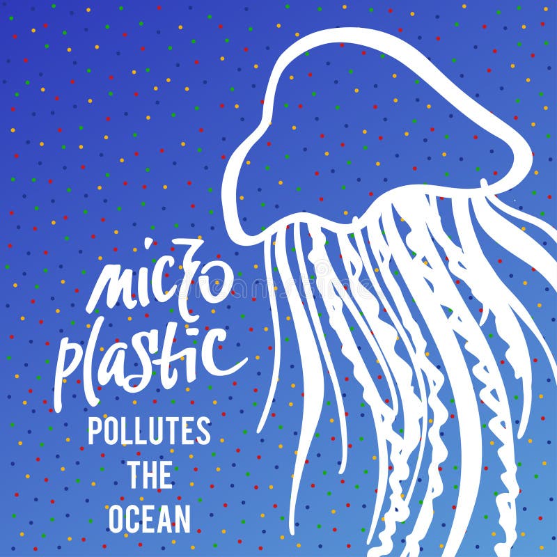 Micro Plastic Pollution Concept. Microplastic in Water. Vector ...