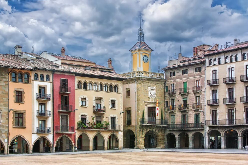 Square in Vic, Spain stock photo. Image of town, catalan - 271883492