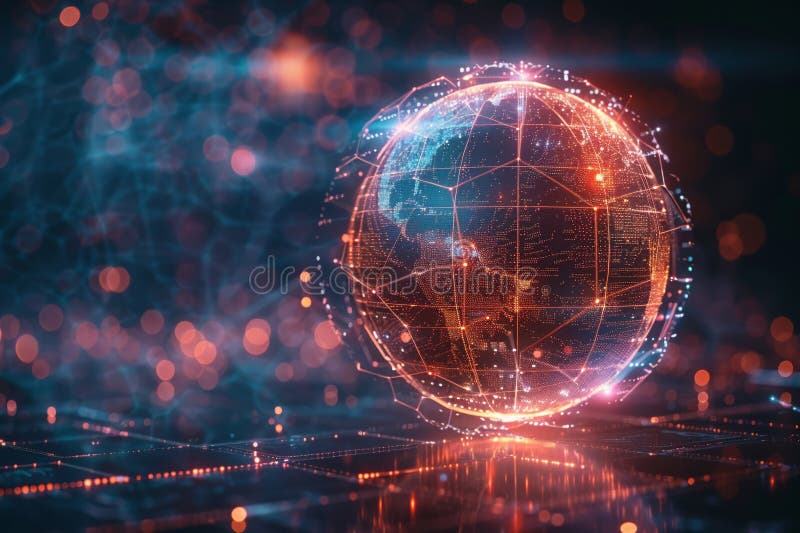 Square View of a Digital Sphere, Central in a Network of Electronic ...