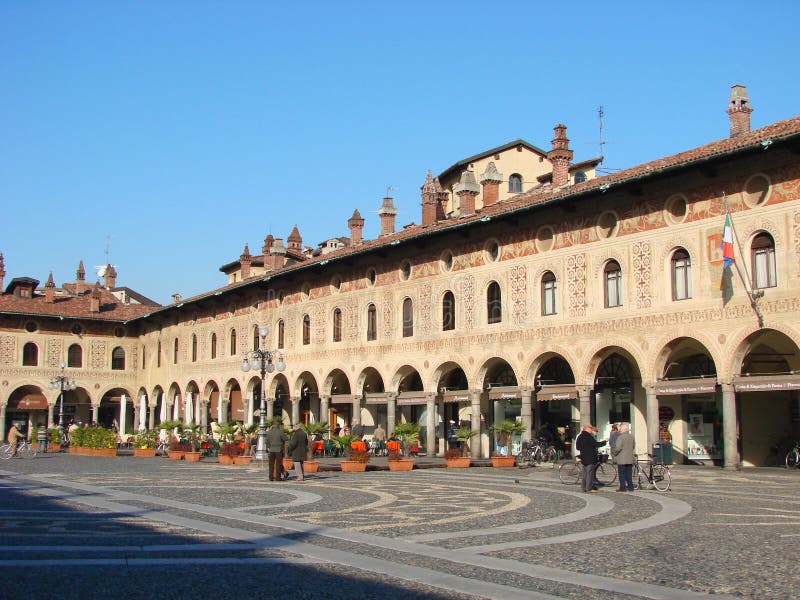 The Square of Vigevano, Italy Stock Photo - Image of italian ...