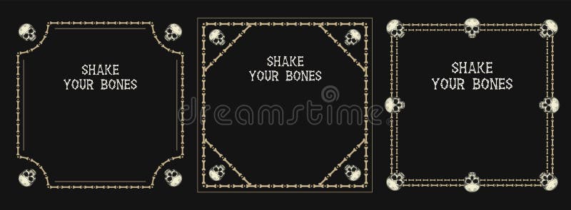 Square Vintage Frames Made with Bones, Skull Stock Vector ...