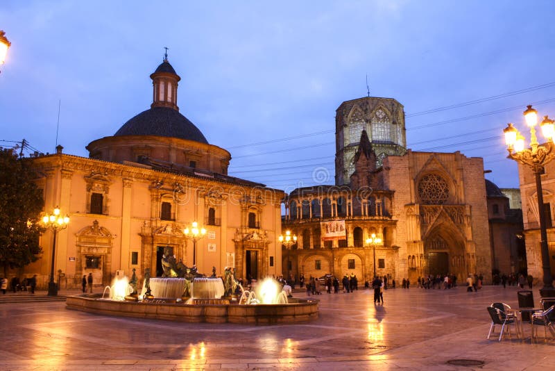 Square of the Virgin of Valencia Stock Photo - Image of facade, ancient ...