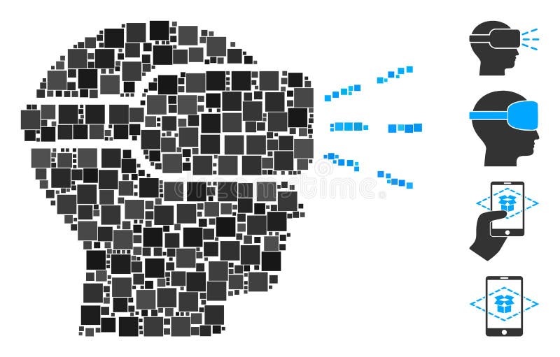 Square Virtual Reality Icon Vector Collage Stock Vector - Illustration ...