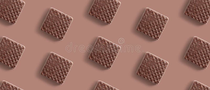 Square Wafer Cake with Chocolate Pattern Stock Image - Image of flat ...