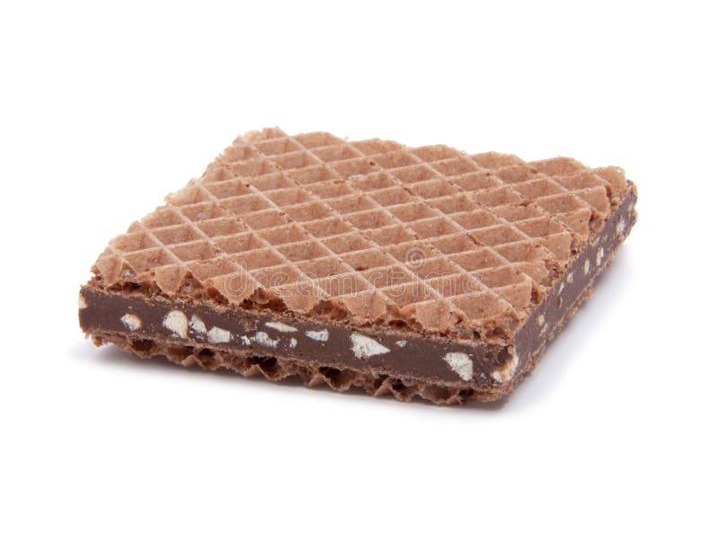 Square Waffle with Chocolate Snack Isolated on the White Stock Photo ...