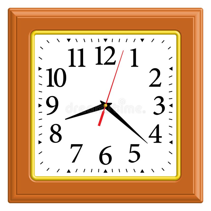 Black Wall Clock. Square Frame. 3D Effect Stock Vector - Illustration ...