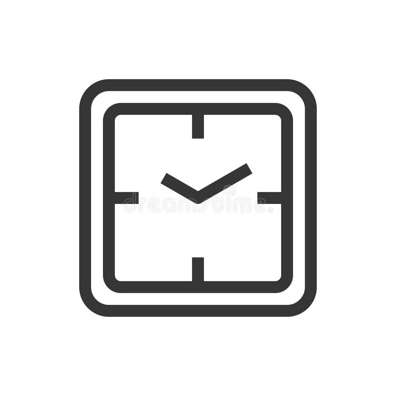 Square Wall Clock Line Style Isolated Vector Icon Stock Illustration ...