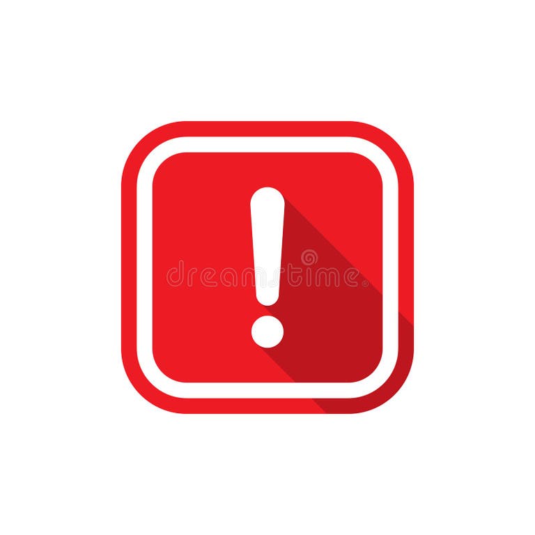 Square Warning Sign Icon with Long Shadow. Danger Caution Symbol Stock ...