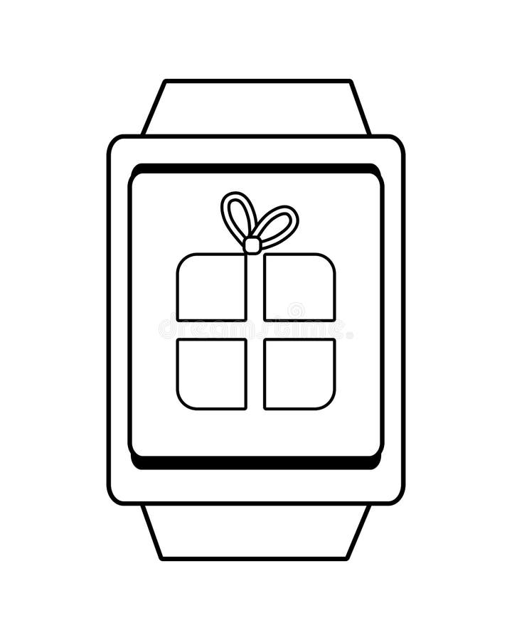 Square Watch and Gift Icon, Graphic Stock Illustration - Illustration ...