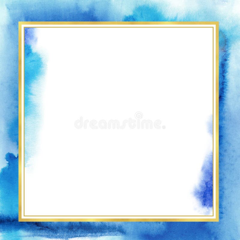 Square Watercolor Frame. Abstract Blue Background for Design. Stock ...