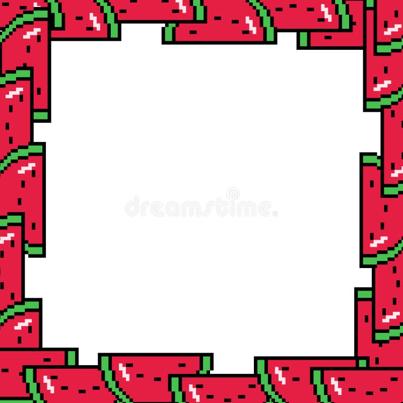 Square Watermelon Pixel Art Frame Design Stock Vector - Illustration of ...
