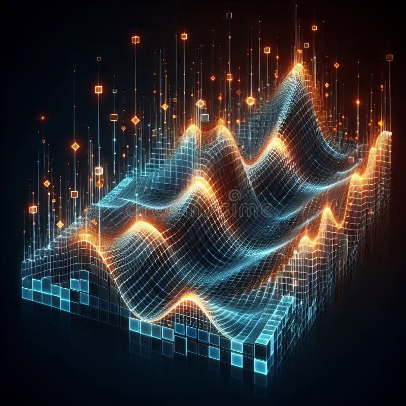 Square Wave a Holographic Wave Composed of Squares Its Edges Sha Stock ...