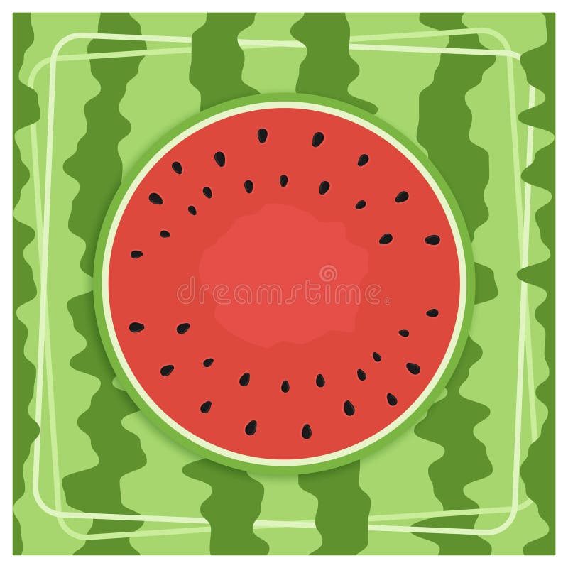 Square Web Banner with Watermelon Cut in Half Top View. Internet Page ...