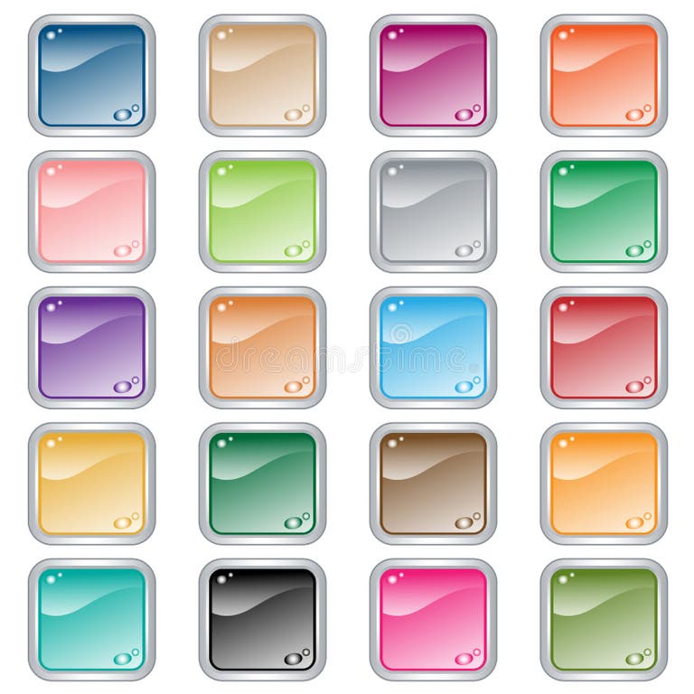 Square Web Buttons Set of 20 in Assorted Colors Stock Vector ...