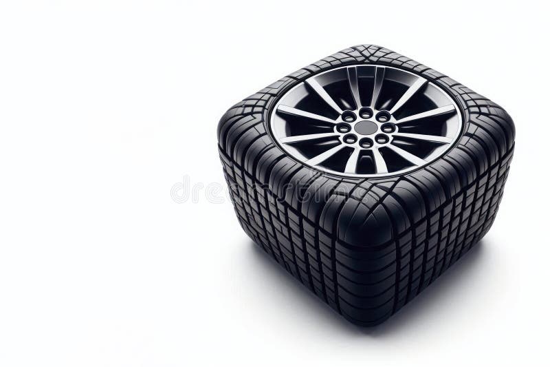 Square Wheel with Tire Pattern. Space for Text. Stock Illustration ...