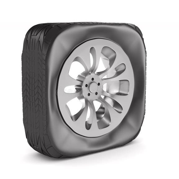 Square Wheel on White Background. Isolated 3D Illustration Stock ...