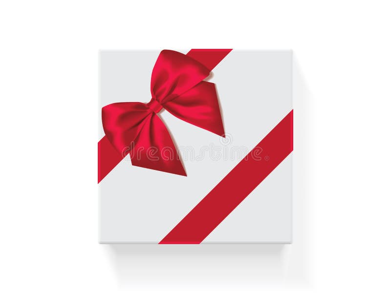 Square White Box with a Red Bow Vector Stock Vector - Illustration of ...