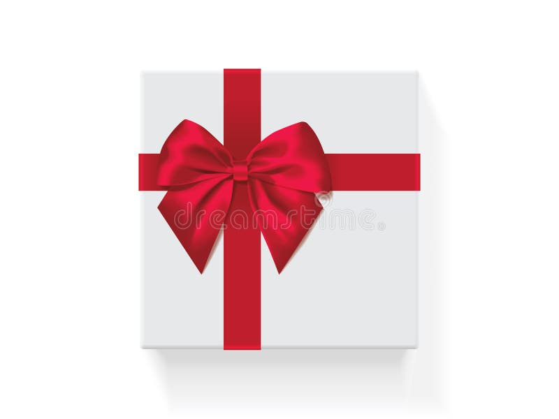 Square White Box with a Red Bow Vector Stock Vector - Illustration of ...