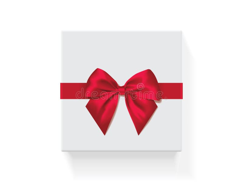 Square White Box with a Red Bow Vector Stock Vector - Illustration of ...