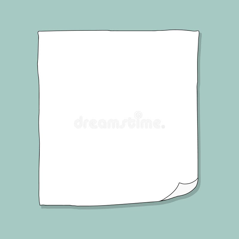 Square White Doodle Sticky Note Paper on Gray Background in Retro Style ...