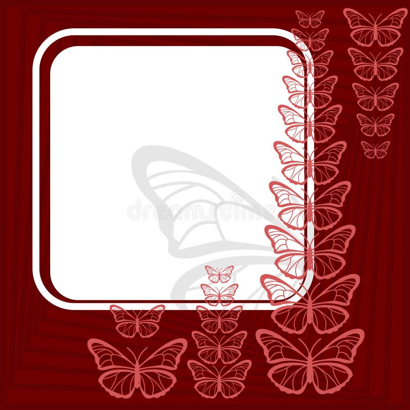 Square White Frame with Butterflies Stock Illustration - Illustration ...